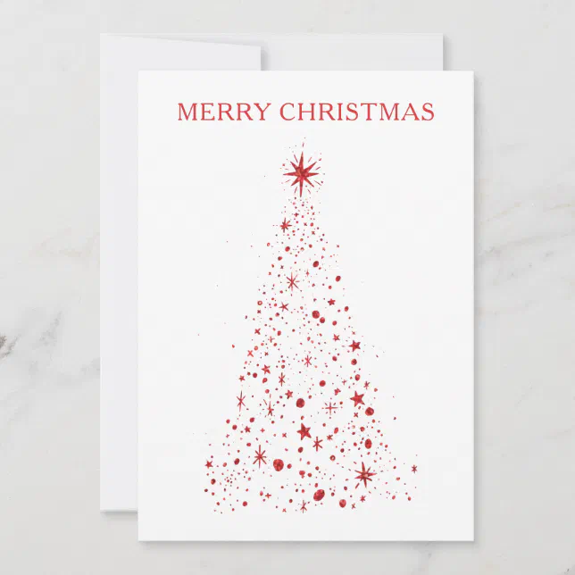 Classic Minimalist Sparkle Christmas Tree Holiday Card | Zazzle