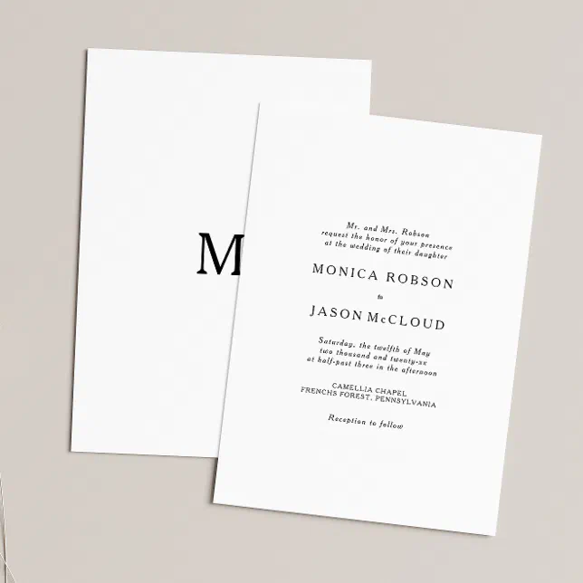Classic Minimalist Wedding Invitation | Zazzle