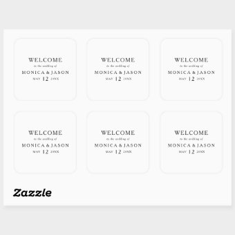 Classic Minimalist Wedding Welcome Square Sticker | Zazzle