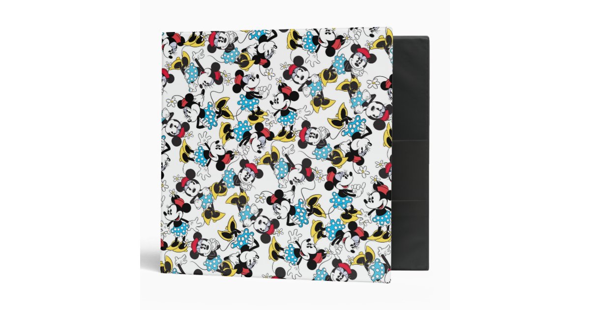 Classic Minnie Mouse Vintage Flower Hat Pattern Binder | Zazzle