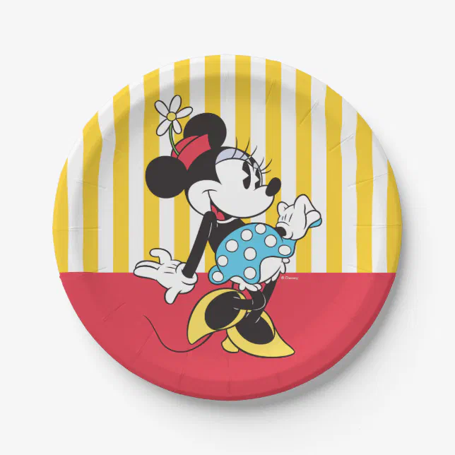 Classic Minnie Mouse with Flower Paper Plates | Zazzle
