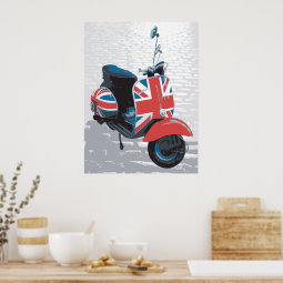 Classic Mod Scooter Poster | Zazzle