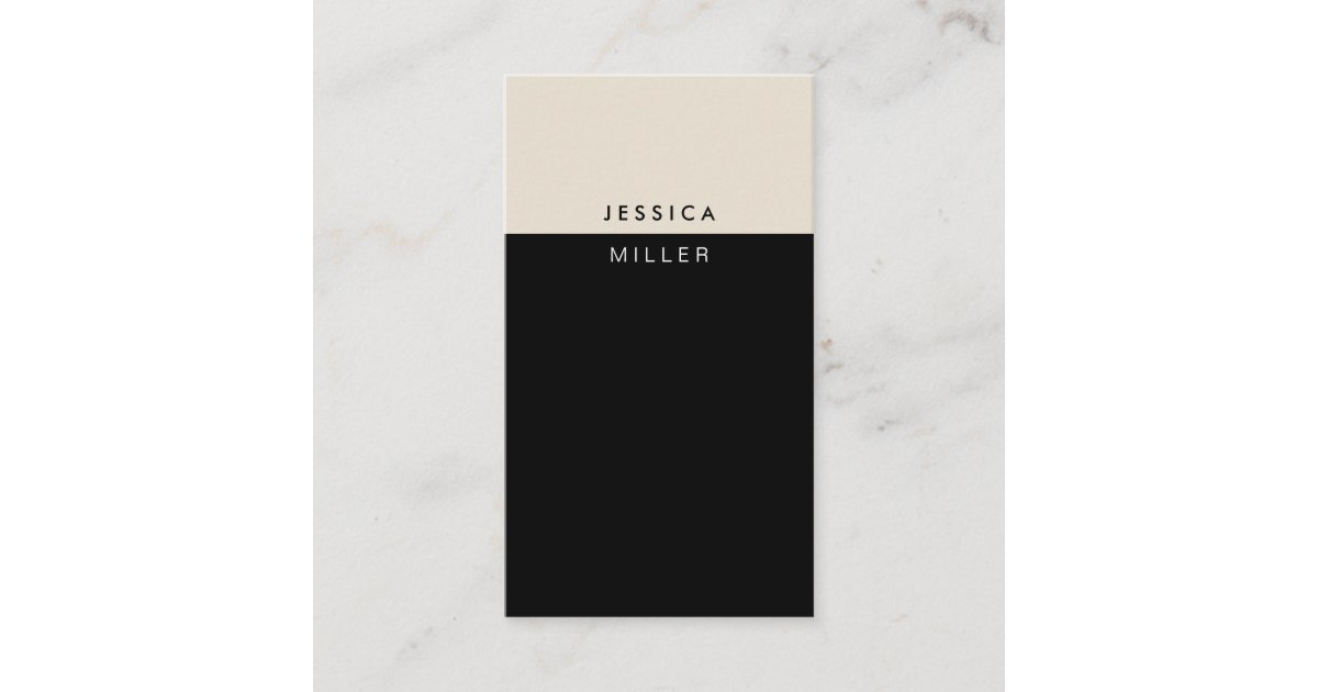 Classic Modern Black & Beige Social Media Vertical Business Card | Zazzle
