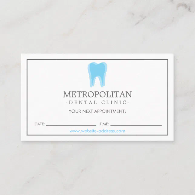 Classic Modern Dentist Tooth Logo Appointment Business Card | Zazzle