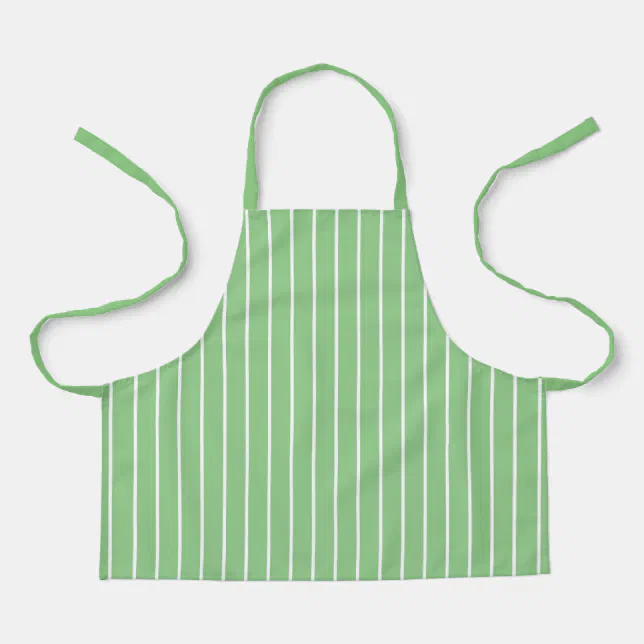 Classic Modern Light Green and Thin White Stripes Apron | Zazzle