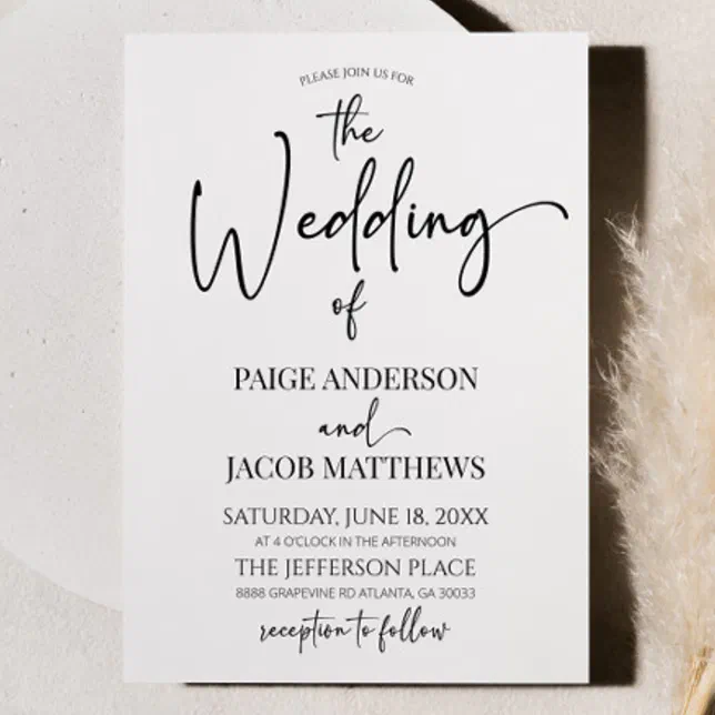 Classic Modern Minimal Minimalist Simple Wedding Invitation | Zazzle