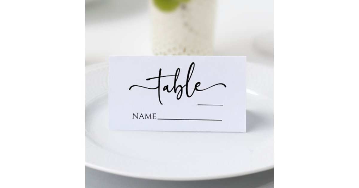 Classic Modern Minimal Minimalist Simple Wedding Place Card | Zazzle