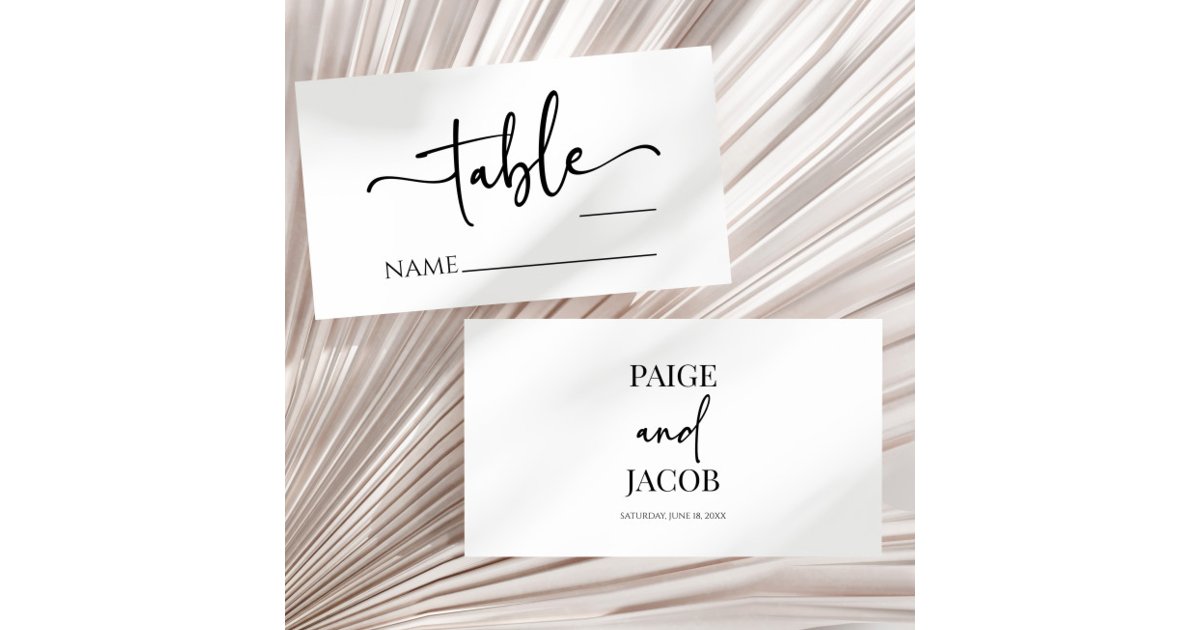 Classic Modern Minimal Minimalist Simple Wedding Place Card | Zazzle