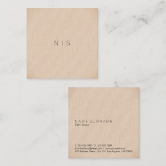 Classic Modern Minimalist Brown Linen Background Square Business Card ...