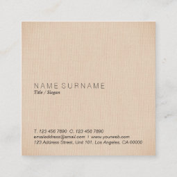 Classic Modern Minimalist Brown Linen Background Square Business Card ...