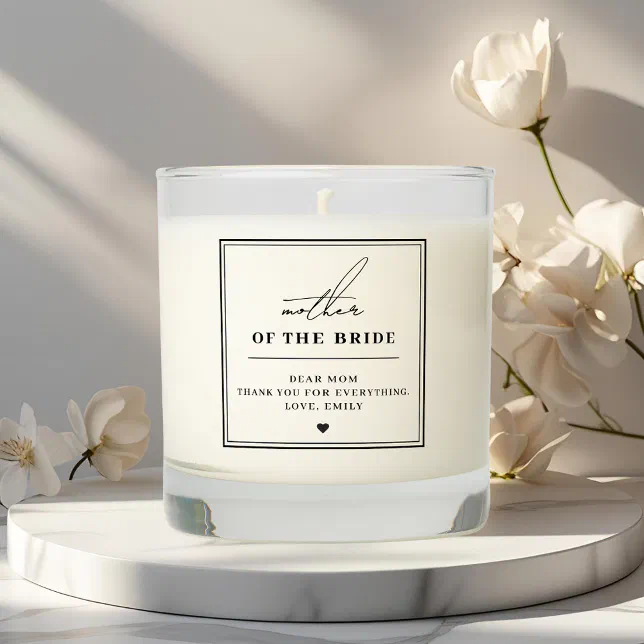 Classic Modern Mother of the Bride Gift Scented Candle | Zazzle