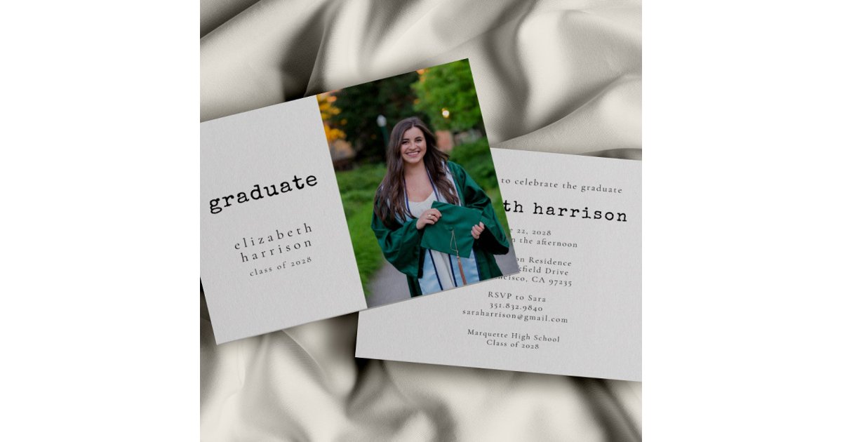 Classic Modern Photo Graduation Party Invitation | Zazzle