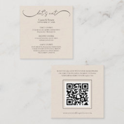 Classic Modern Script Wedding Menu Enclosure Card | Zazzle