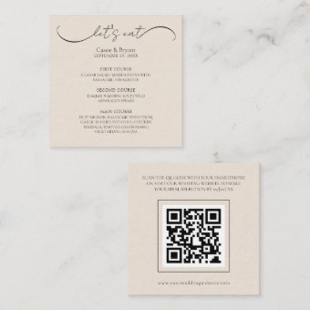 Classic Modern Script Wedding Menu Enclosure Card | Zazzle