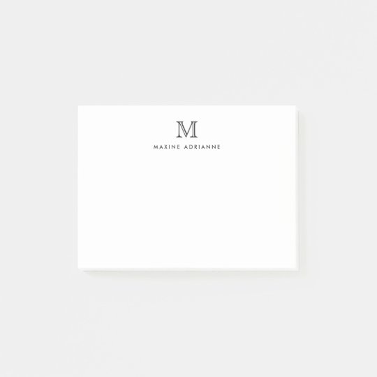 Classic Modern Simple Clean Gray Monogram Initial Post-it Notes ...