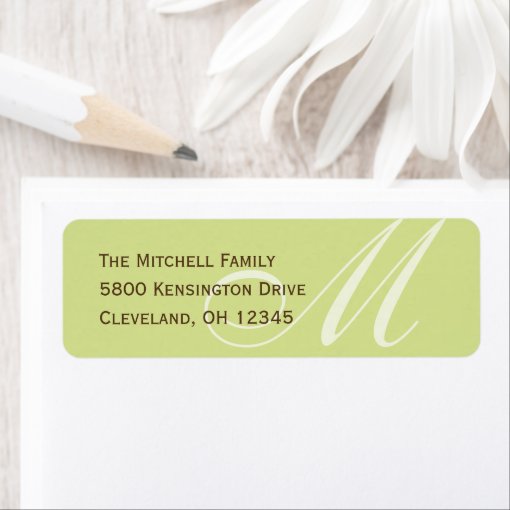 Classic Monogram Address Labels - Lime | Zazzle