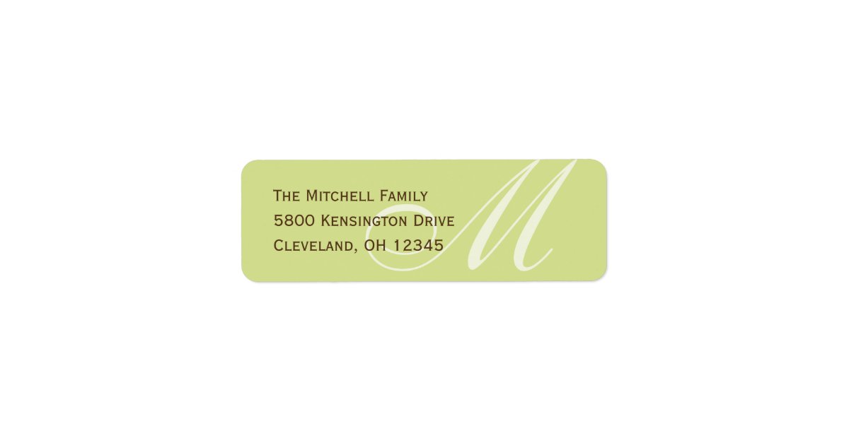 Classic Monogram Address Labels - Lime | Zazzle