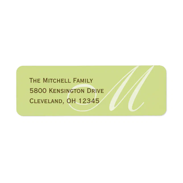 Classic Monogram Address Labels - Lime | Zazzle