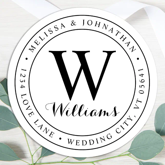 Classic Monogram Circle Return Address Label | Zazzle