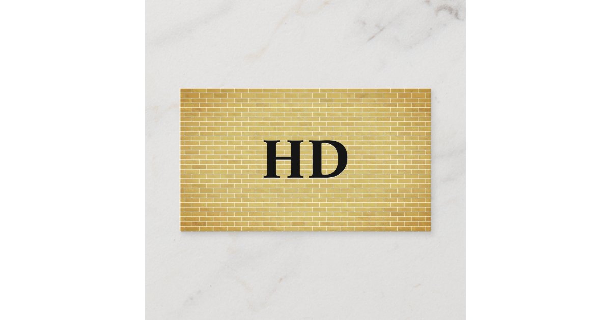 Classic Monogram Initials | Gold Brick Wall Business Card | Zazzle