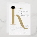 Classic Monogram Letter K Modern Graduation Cap Foil Invitation | Zazzle