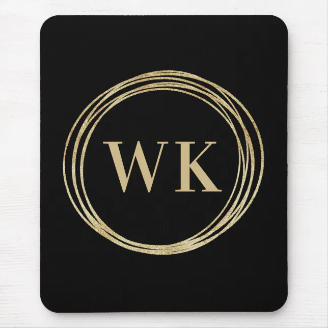 Classic Monogram Logo Black Gold Business Mouse Pad | Zazzle
