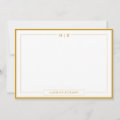 Classic Monogram Mustard Yellow Border Stationery Note Card | Zazzle