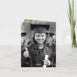 Classic Monogram R Graduation Cap Photo Modern Thank You Card | Zazzle
