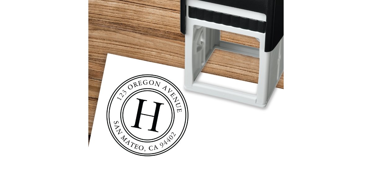 Classic Monogram Round Return Address Self-inking Stamp | Zazzle