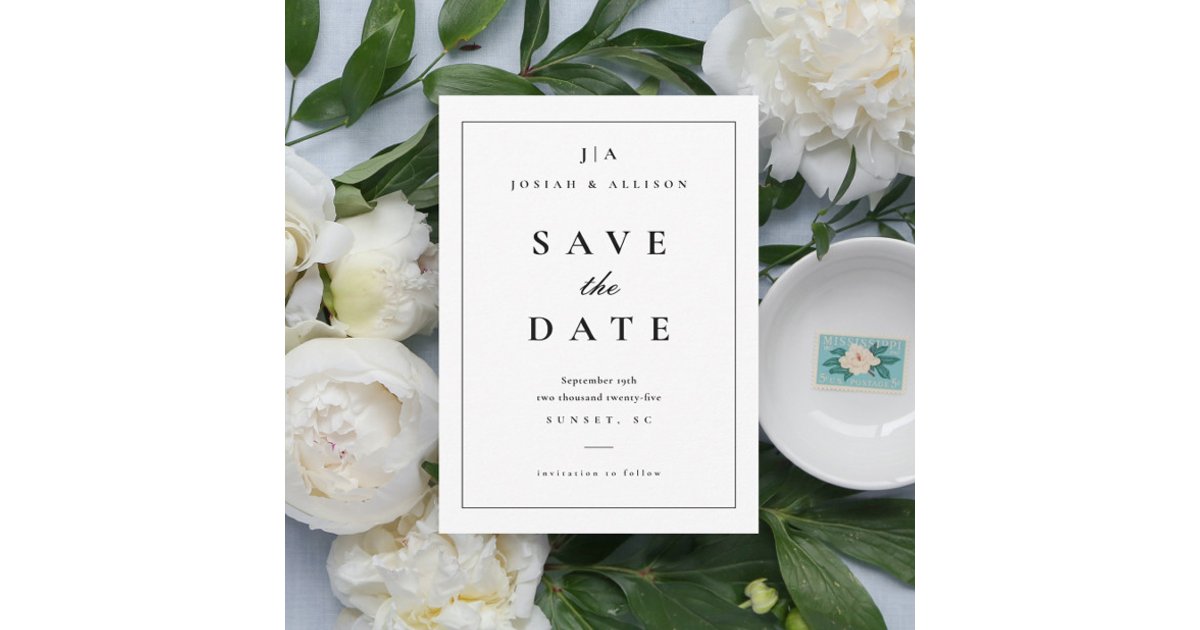 Classic Monogram Save the Date Invitation | Zazzle