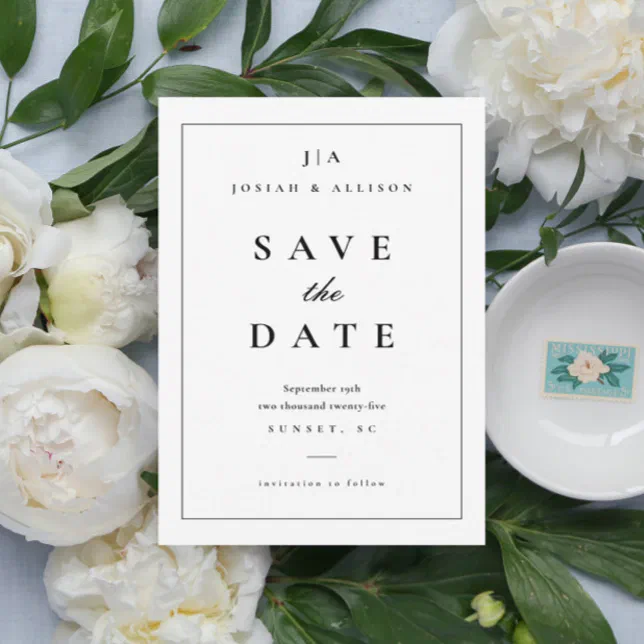 Classic Monogram Save the Date Invitation | Zazzle