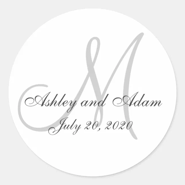 Classic Monogram Wedding Favor Sticker | Zazzle