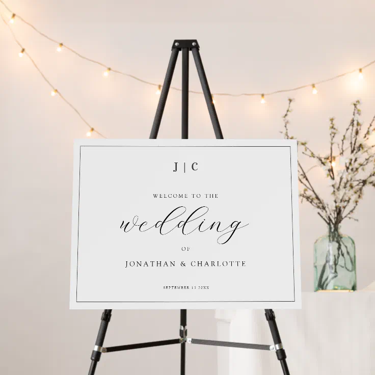 Classic Monogram Wedding Welcome Sign | Zazzle