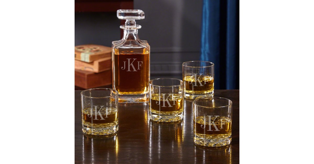 Classic Monogram Whiskey Glass Set and Decanter | Zazzle