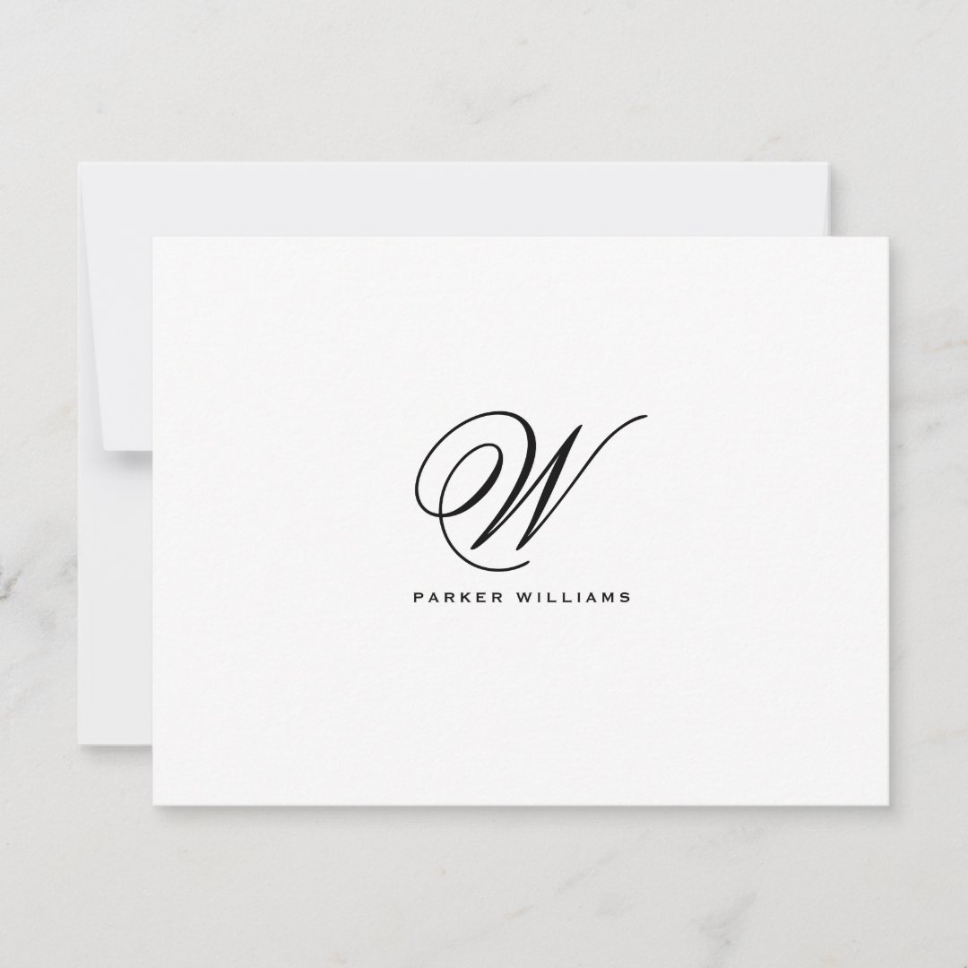 Classic Monogrammed formal Flat Thank You Card | Zazzle