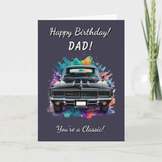 Classic Mopar Charger Muscle Car Birthday Card | Zazzle