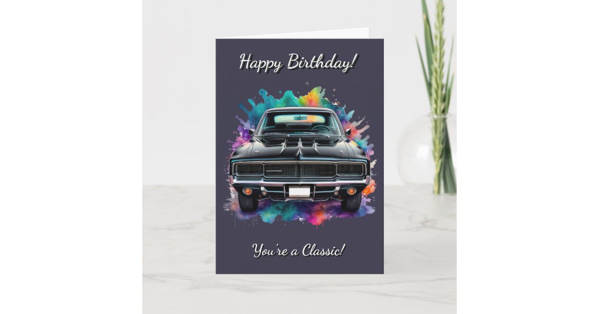 Classic Mopar Muscle Car Birthday Card | Zazzle