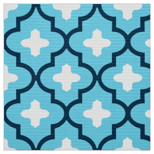 Blue and White Classic Tile Pattern Fabric | Zazzle