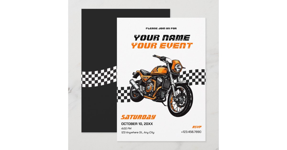 Classic motorbike invitation | Zazzle