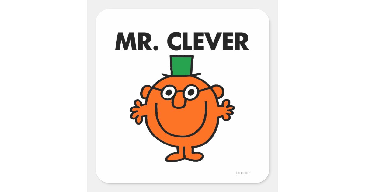 Classic Mr. Clever Logo Square Sticker | Zazzle