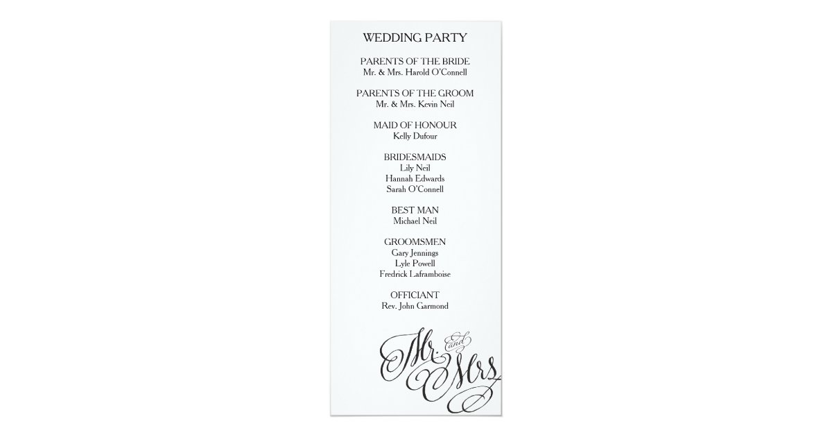 Classic Mr. & Mrs. Wedding Program | Zazzle
