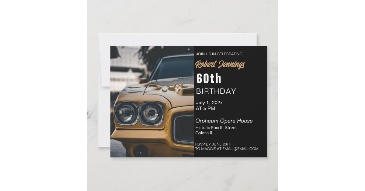 Classic Muscle Car Birthday Invitation | Zazzle