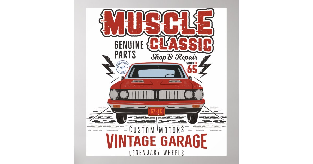 Classic Muscle Car Poster | Zazzle