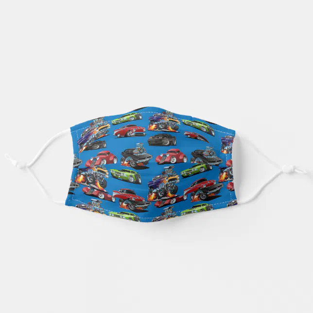 Classic Muscle Cars and Hot Rods Cartoon Adult Cloth Face Mask | Zazzle