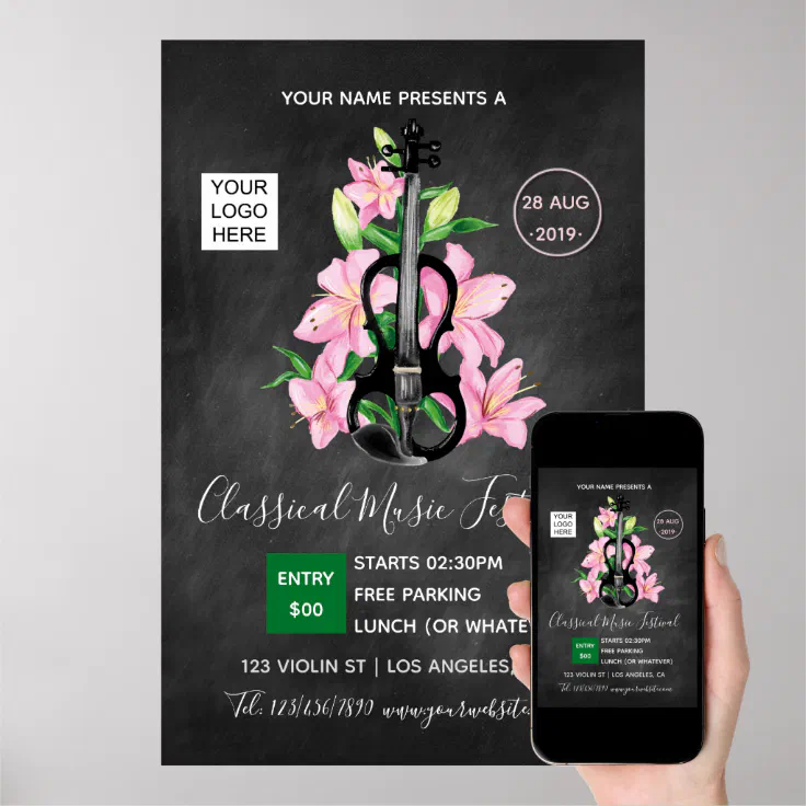 Classic Music Festival Chalkboard Poster | Zazzle