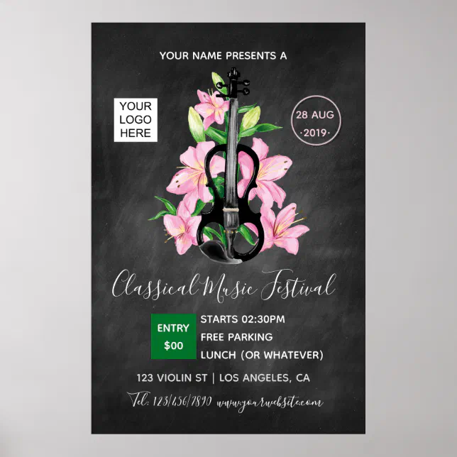 Classic Music Festival Chalkboard Poster | Zazzle