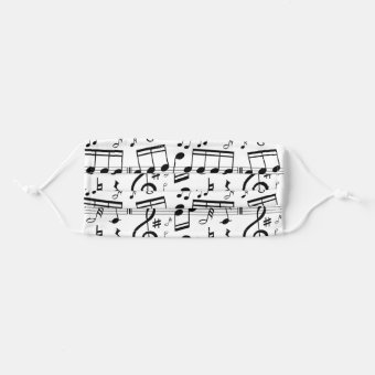 Classic Music Musical Notes Pattern Add Your Name Adult Cloth Face Mask ...