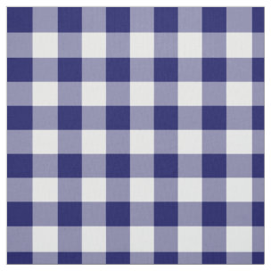 Classic Blue Gingham Pattern Fabric | Zazzle