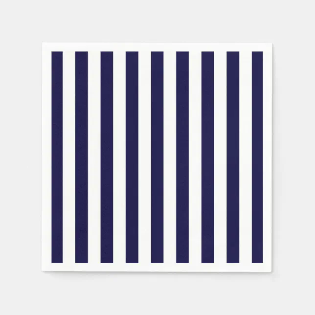 Classic Navy Blue and White Stripe Pattern Napkins | Zazzle