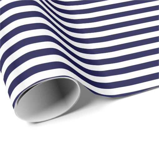Classic Navy Blue and White Stripe Pattern Wrapping Paper | Zazzle